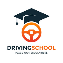 Driving school logo template Royalty Free Vector Image