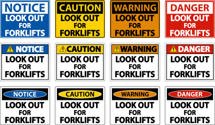 Warning look out for forklifts sign on white Vector Image