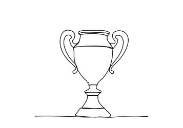 Championship trophy one line drawing Royalty Free Vector
