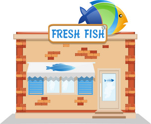 Cartoon seafood shop a small cute fish market Vector Image
