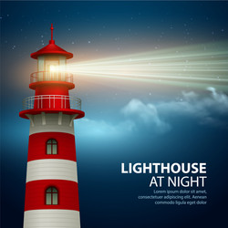 Realistic lighthouse in the night sky background Vector Image