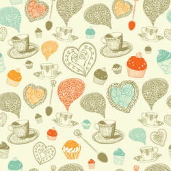 Vintage tea time pattern Royalty Free Vector Image