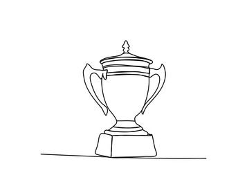 Championship trophy one line drawing Royalty Free Vector