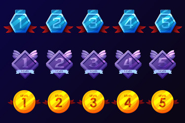 Game badges with level Royalty Free Vector Image