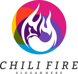 Hot chili logo design with fire Royalty Free Vector Image