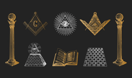 Masonic Symbols Pillars Vector Images (32)