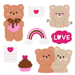 Set clip art of teddy bears Royalty Free Vector Image