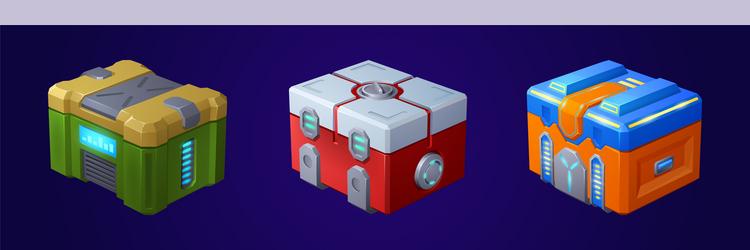 Game futuristic boxes future technology chests Vector Image
