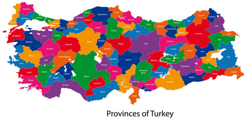 Turkey political map of administrative divisions Vector Image