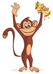 Cartoon funny monkey chimpanzee holding falafel Vector Image