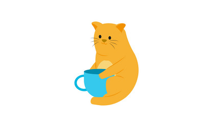Cats and tea cups a cup tea logo Royalty Free Vector Image