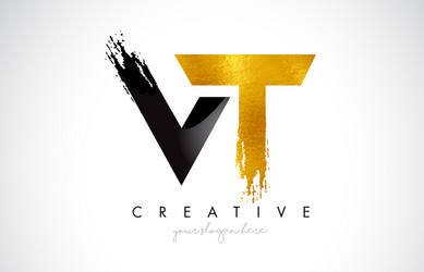 Vt letter design with brush stroke and modern 3d Vector Image
