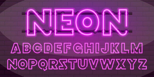 80 s blue neon retro font futuristic chrome Vector Image