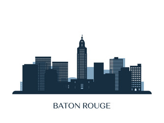 Baton rouge skyline silhouette black Royalty Free Vector