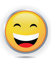 Cartoon smiley emoticon laughing Royalty Free Vector Image