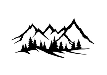 Mountain and trees silhouette image Royalty Free Vector