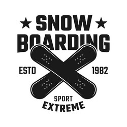 Snowboarding emblem with skull in hat ski glasses Vector Image