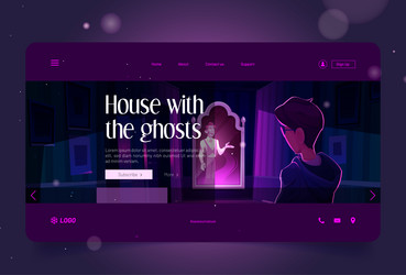 House with the ghost landing page scary spook Vector Image