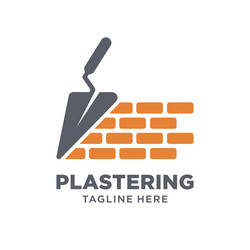 Plastering wall logo design Royalty Free Vector Image