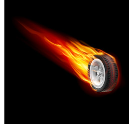 Car wheel on fire black Royalty Free Vector Image