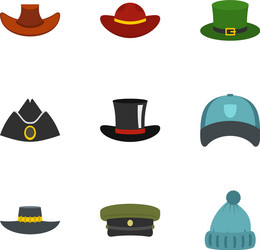 Hat icon set simple style Royalty Free Vector Image