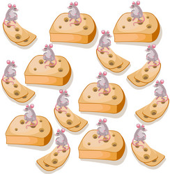 Mice cheddar cheese funny cartoon character Vector Image