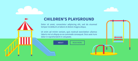Playground banner design with roundabout slide Vector Image
