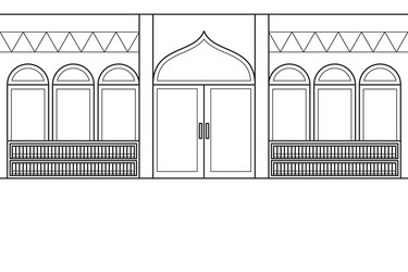 Inside mosque with a bookshelf Royalty Free Vector Image