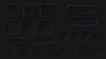 Newmorphic ui button dark set Royalty Free Vector Image