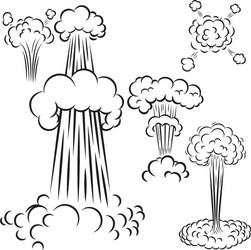 Comic explosion effect set dust smoke Royalty Free Vector