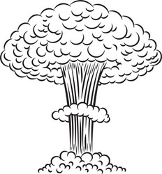 Nuclear explosion in cartoon style on comic Vector Image