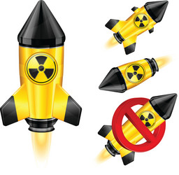 Cartoon atomic rocket nuclear bomb Royalty Free Vector Image