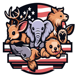 Wild animals on us flag Royalty Free Vector Image