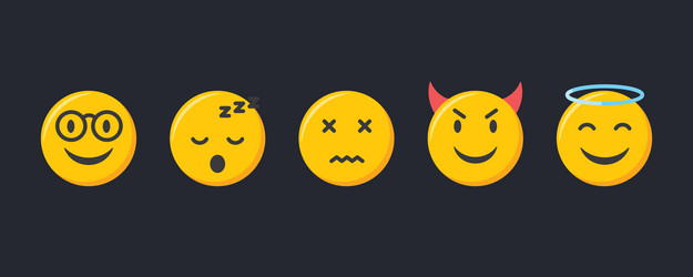 Emoji icons set emoticons collection Royalty Free Vector