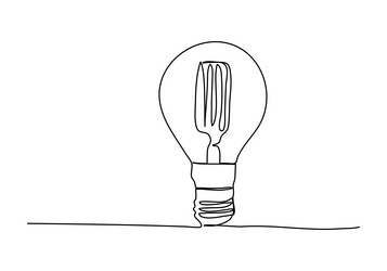 Light bulb one line drawing Royalty Free Vector Image