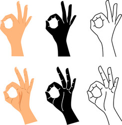 Ok sign hand gesture black line icon Royalty Free Vector
