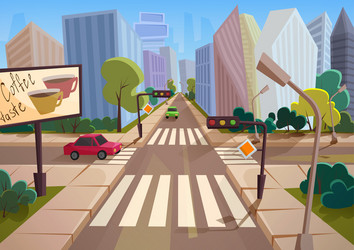 Cartoon crosswalks street road crossing highway Vector Image