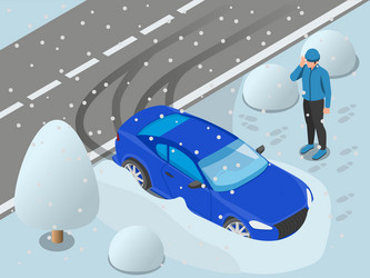 Car crash winter composition Royalty Free Vector Image