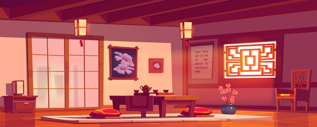 Chinese restaurant empty interior cartoon Vector Image