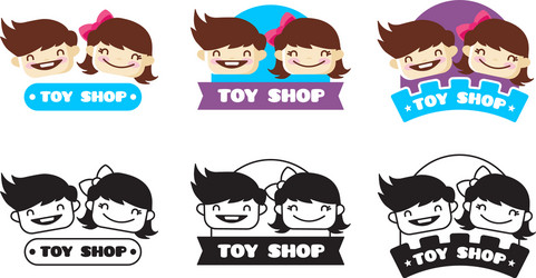 Cartoon lollipops store logo Royalty Free Vector Image