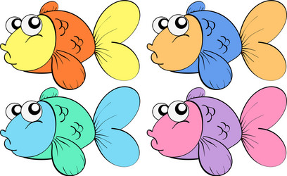 Funny cartoon colorful fishes set Royalty Free Vector Image