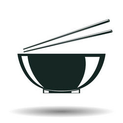 Rice bowl asian food dish realistic icon Vector Image
