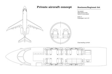 Civil isometric aircraft in outline style Vector Image