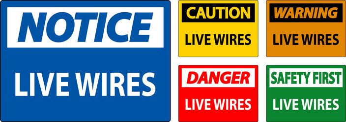 Caution sign live wires on white background Vector Image