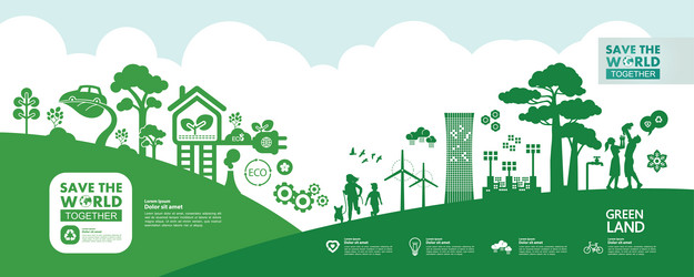 Save the world together green ecology illus Vector Image