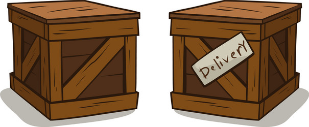 Cartoon wooden board sign and box set Royalty Free Vector