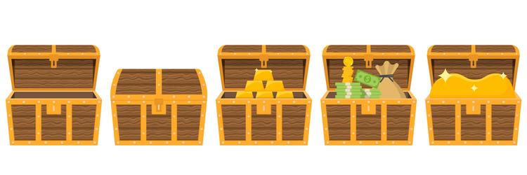 Treasure chest empty box open and closed Vector Image