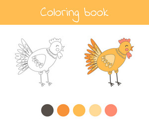 Coloring book with cute farm animal a chicken Vector Image