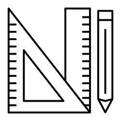 Ruler and pencil thin line icon drawing math Vector Image