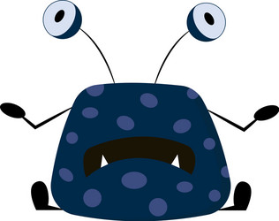 One eyed dark blue monster with light belly Vector Image